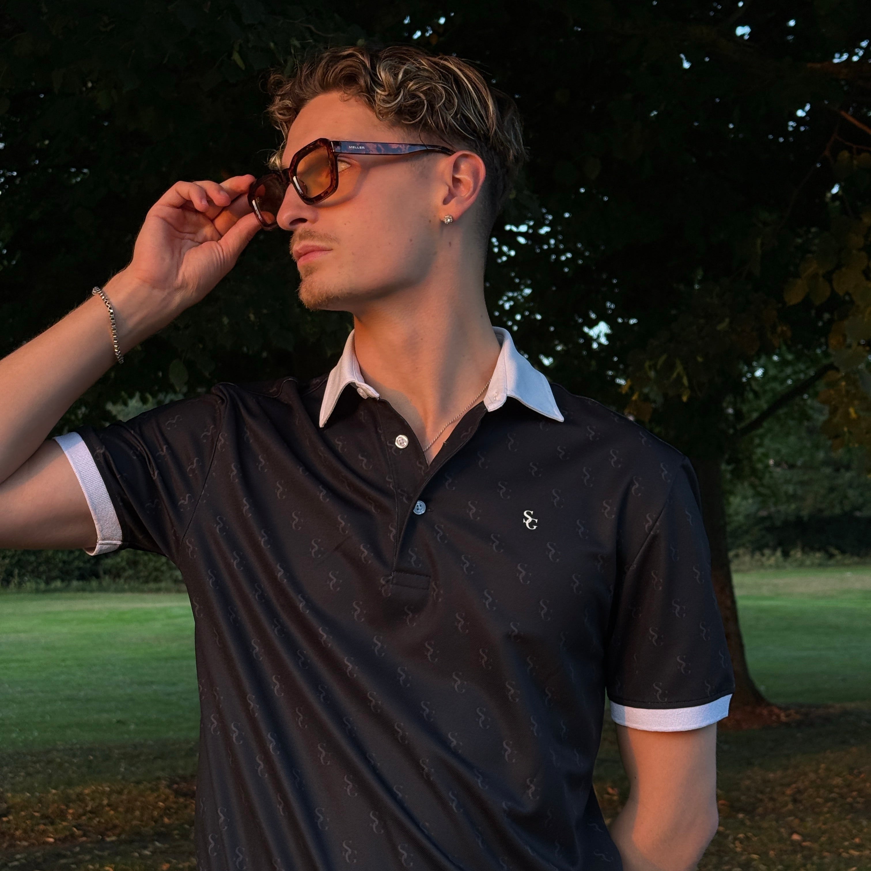 Monogram Polo Carbon Black Shirt – Sticks Golf